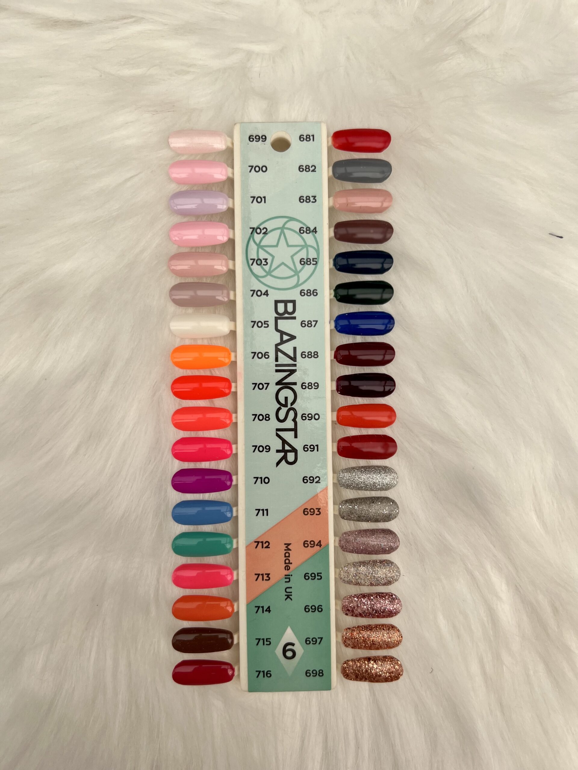 Complete blazing star gel chart 6 of 36 colour 15ml - HCJ Nails Supply