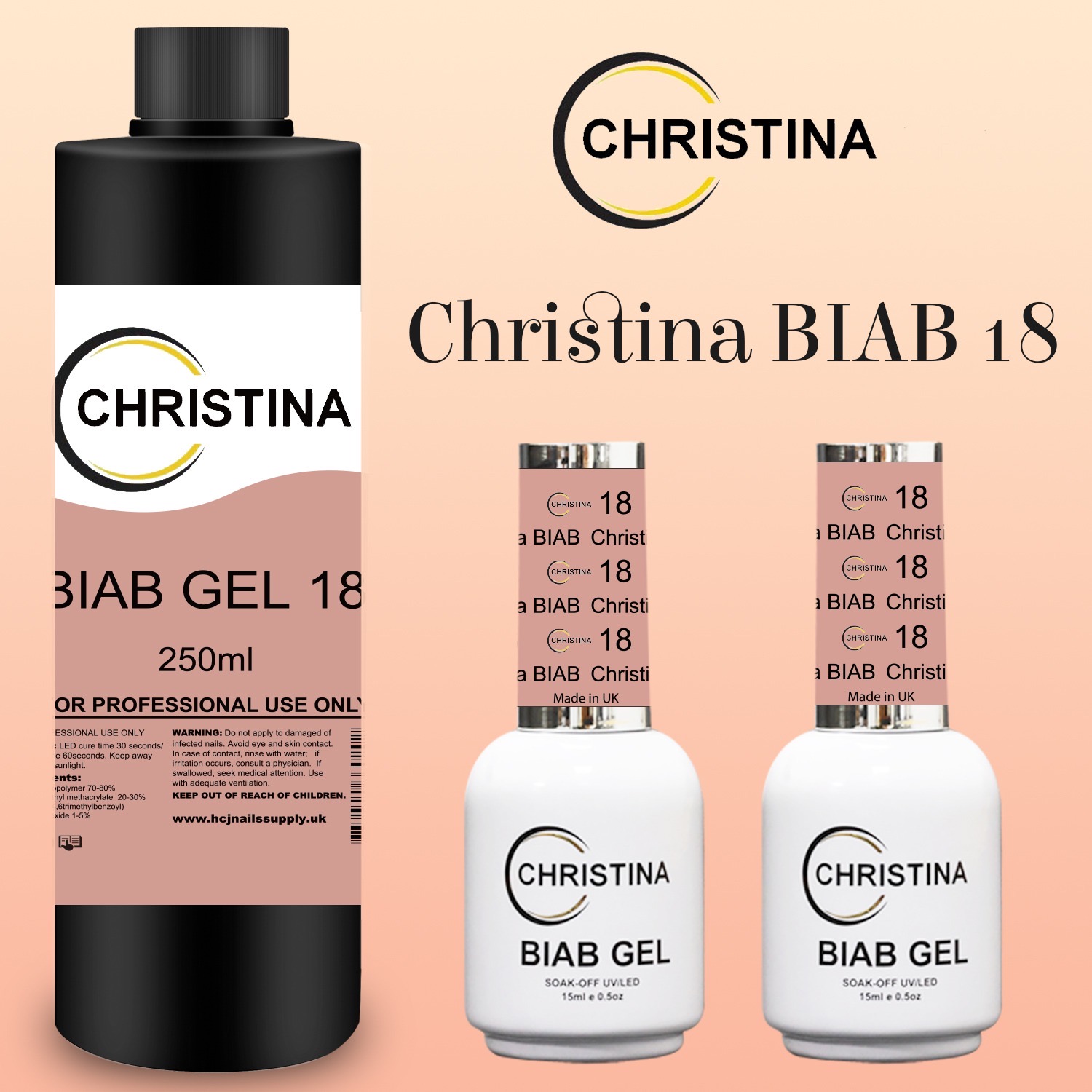 Biab -Builder Gel -18 Bottle 250ml - HCJ Nails Supply